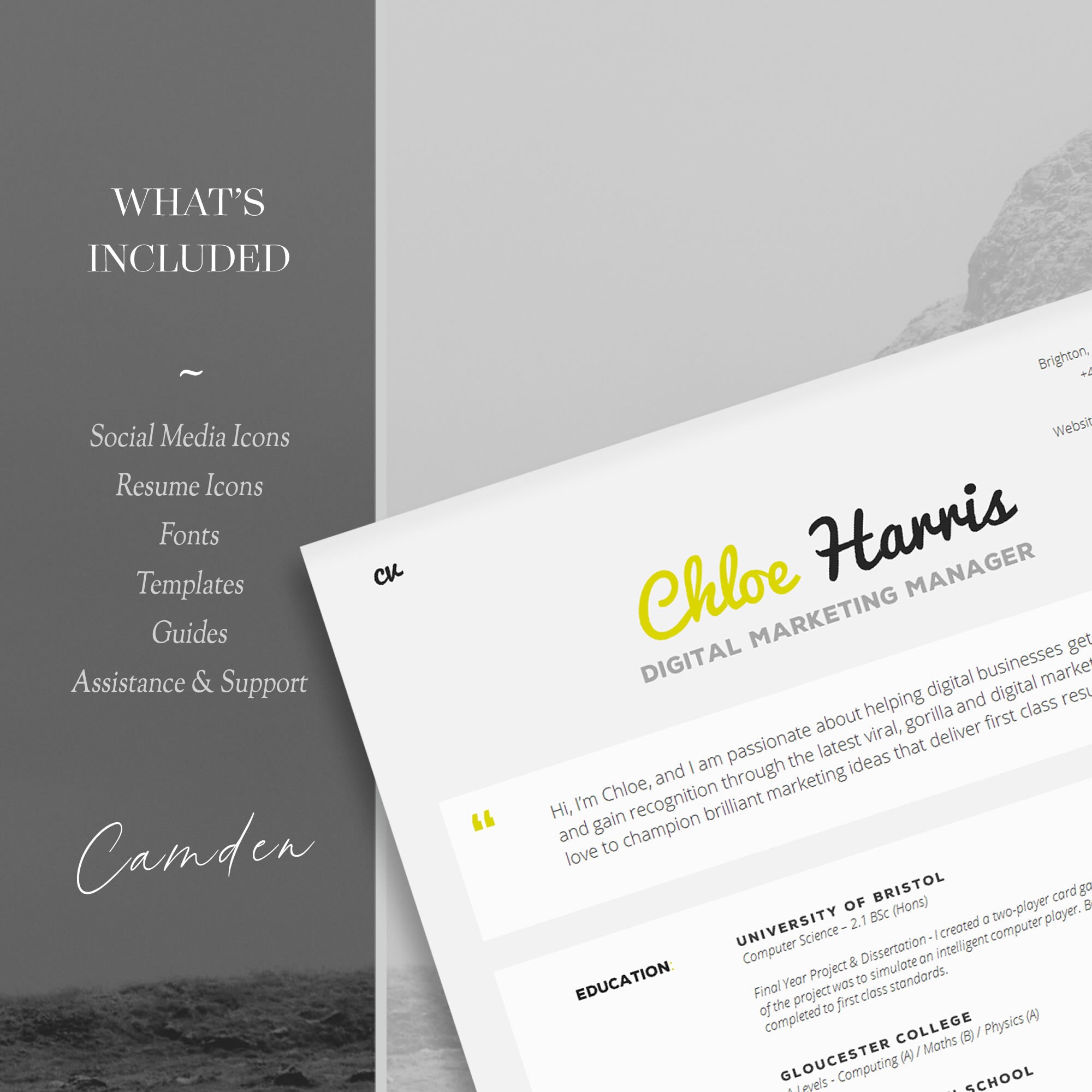 Bold CV Template | Fun CV Design | Resume for Creative / Marketing ...