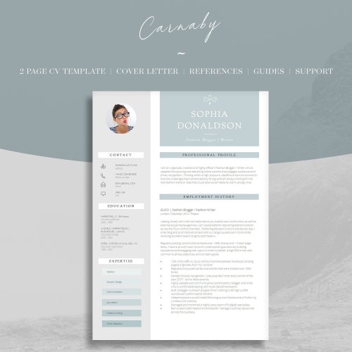 Modern Resume Template Cover Letter Word Maca4 CV - Etsy