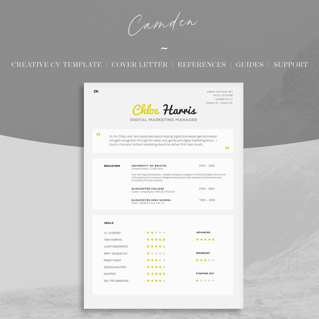 Bold CV Template Fun CV Design Resume for Creative / - Etsy