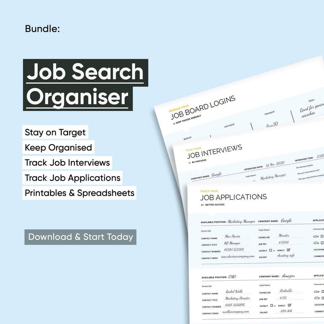 Job Search Organiser | Job Application Tracker | Job Interview Tracker ...