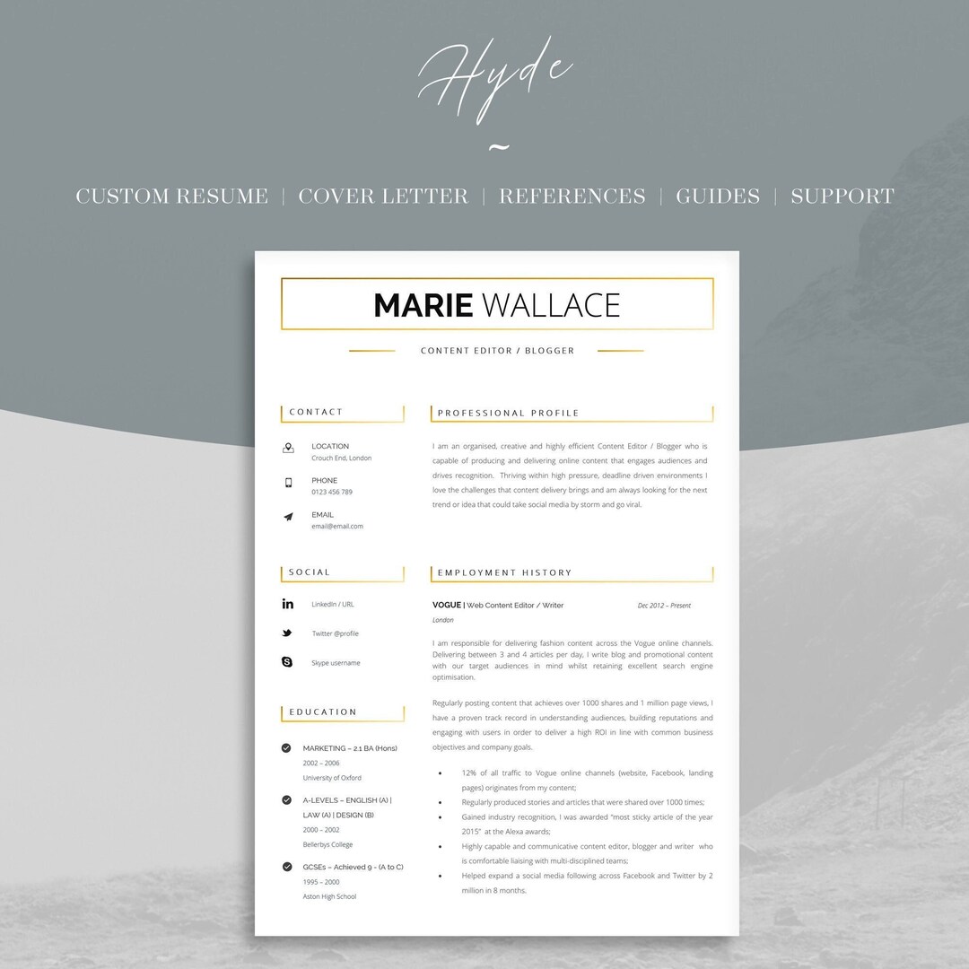 Professional Resume Document | Chronological Resume | Gold Resume ...