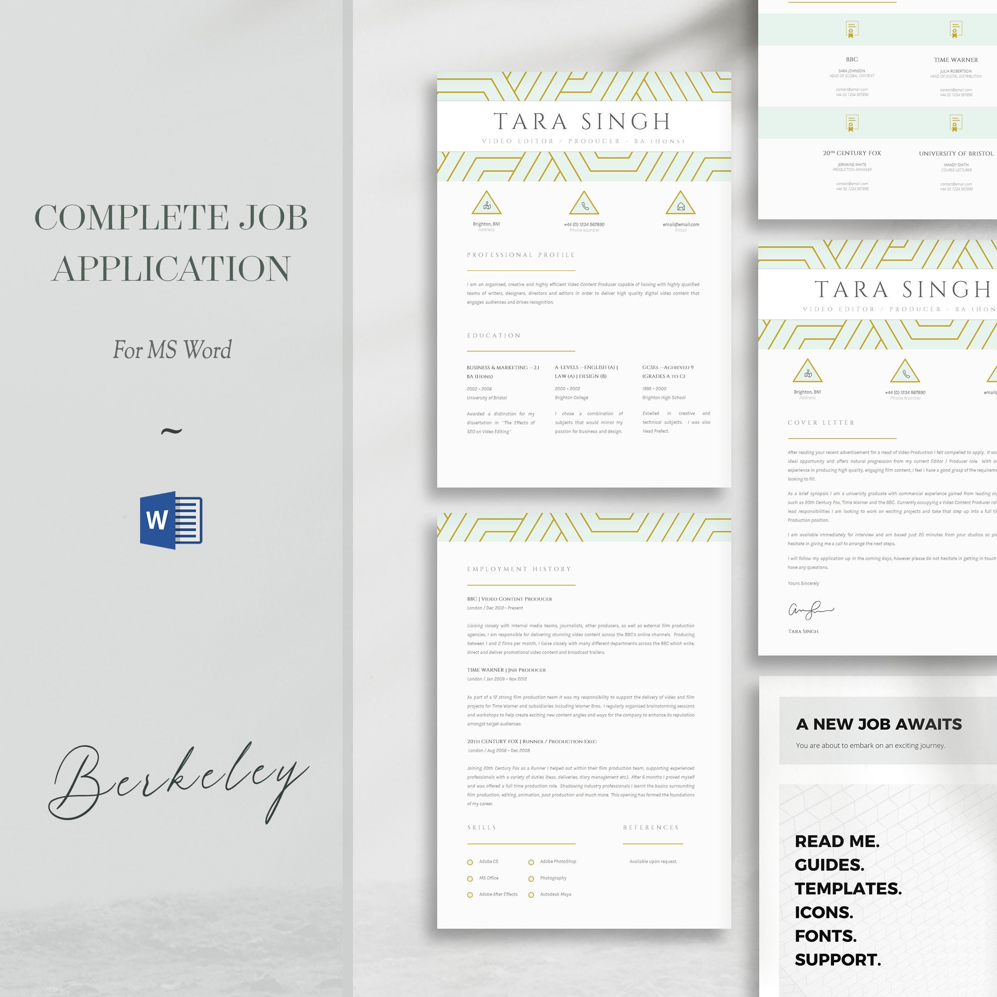 Elegant Resume Design | Unusual CV Template With Cover Letter and ...
