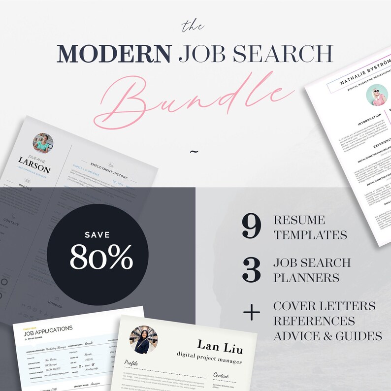 Resume Template Bundle Job Search Trackers Complete Resume - Etsy