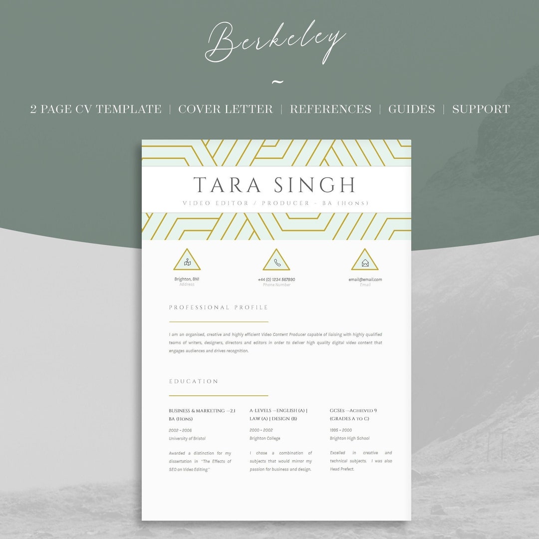Elegant Resume Design | Unusual CV Template With Cover Letter and ...