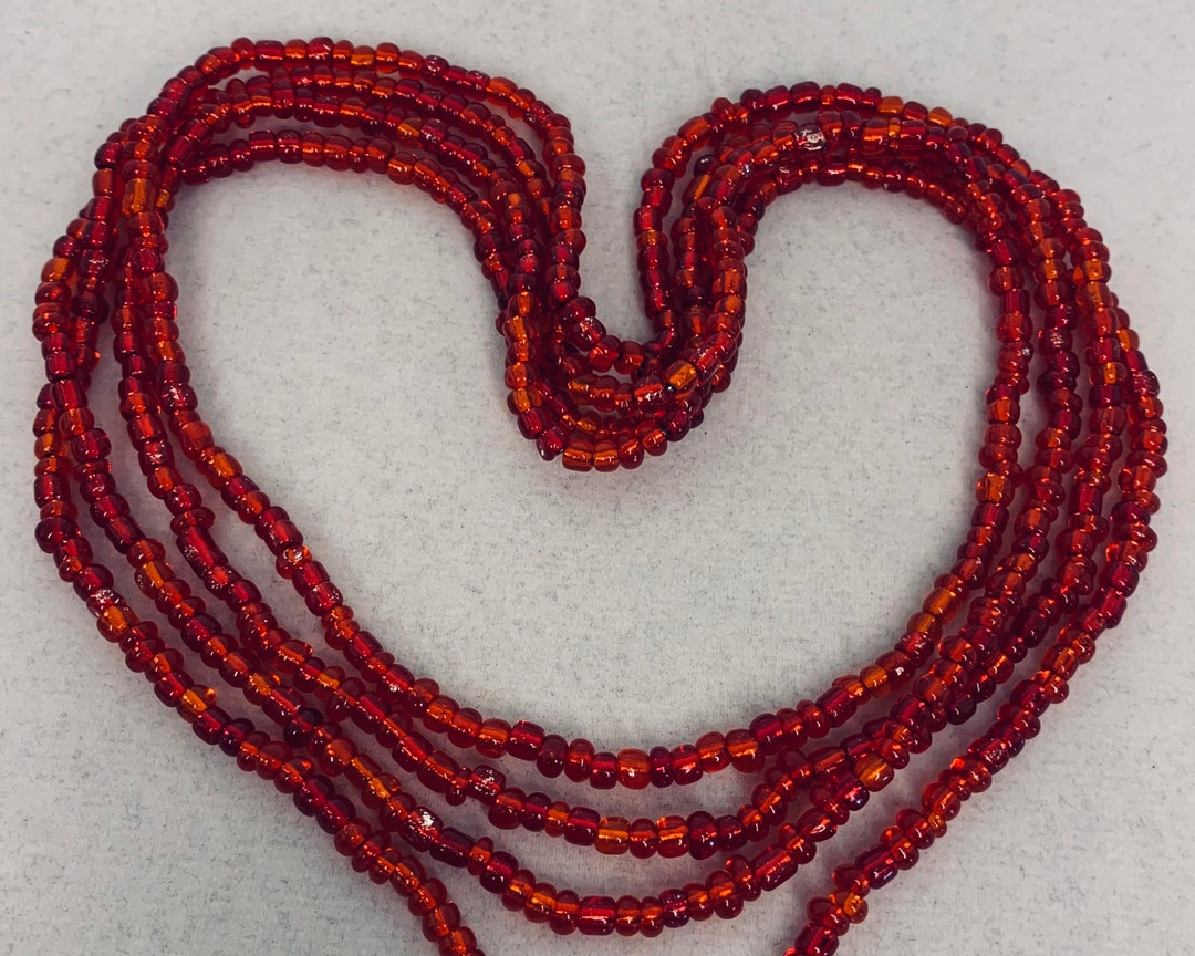 Clear Red Waist Beads, Red Waist Beads, Tie on Waist Beads, Clasp on ...