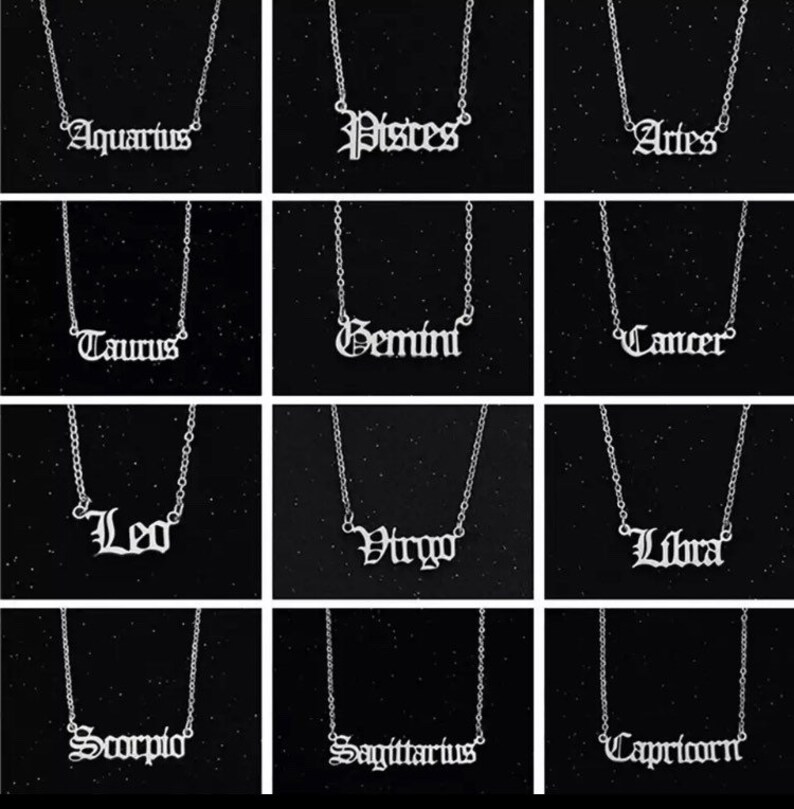 Silver Zodiac sign layered necklace Birth sign 3 tier | Etsy