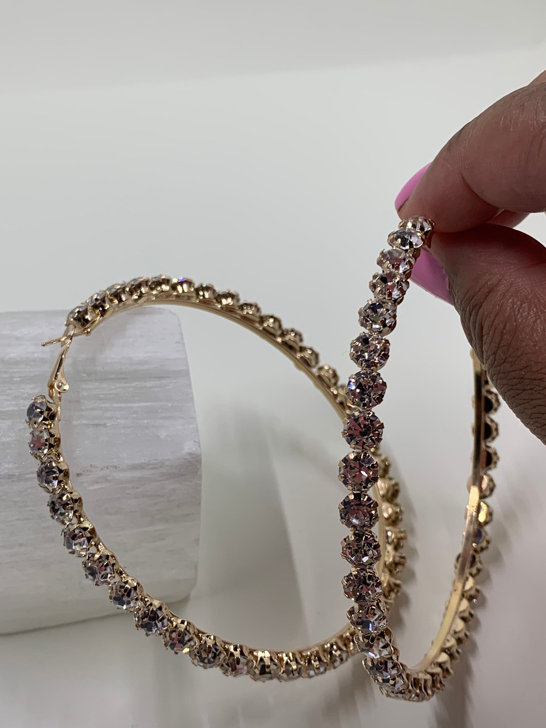 Statement Crystal hoops earrings hoop earrings black hoop | Etsy