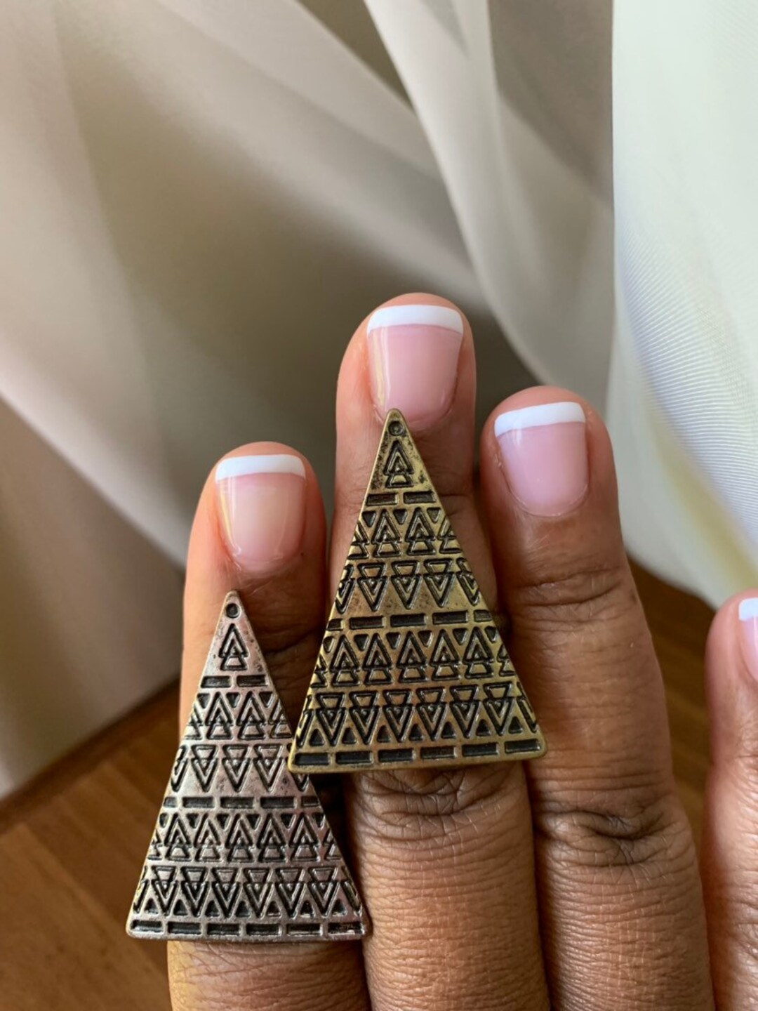 Antique Gold and Silver Pyramid Ring, Egyptian Pyramid Ring, Statement ...