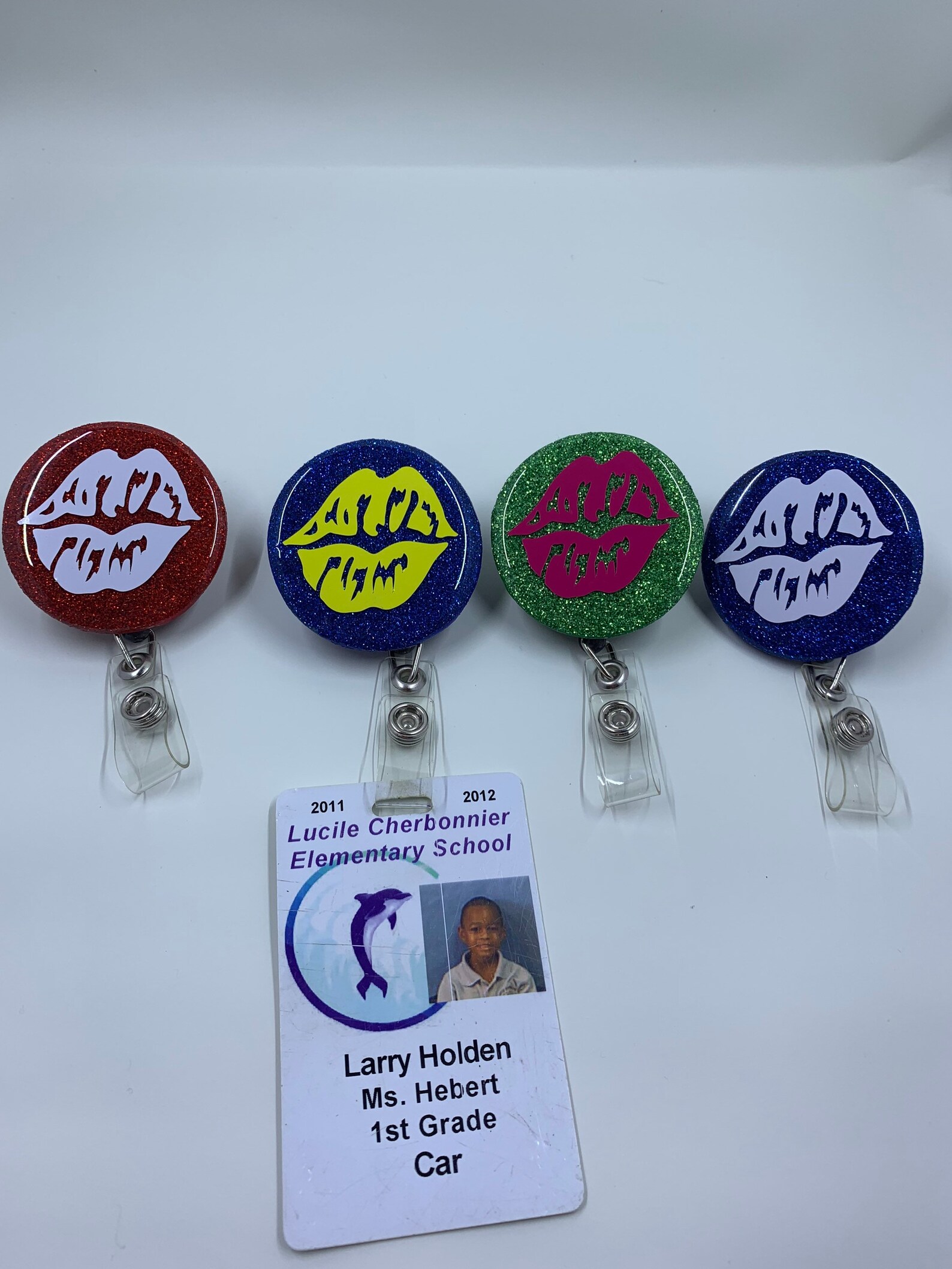 Glitter Back Badge Reels With Lips Badge Reels Badge - Etsy