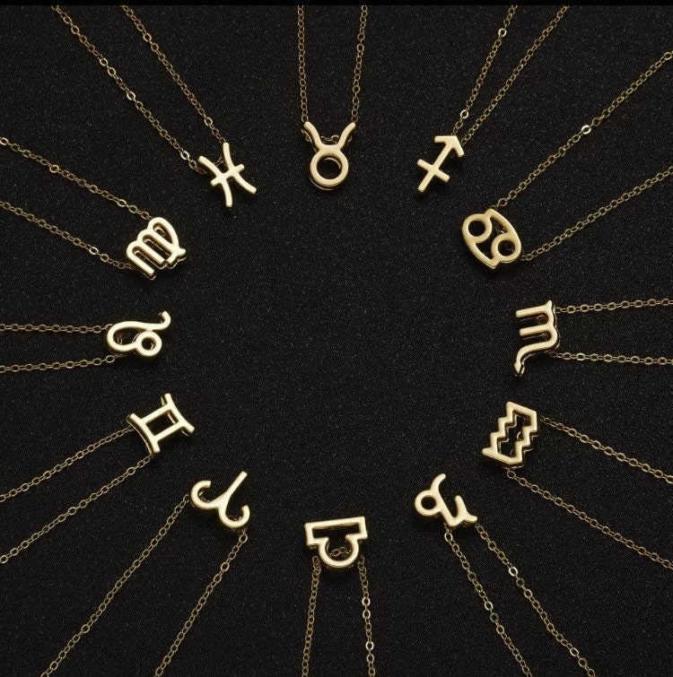 Gold Zodiac Sign Layered Necklace Birth Sign 3 Tier Necklace | Etsy