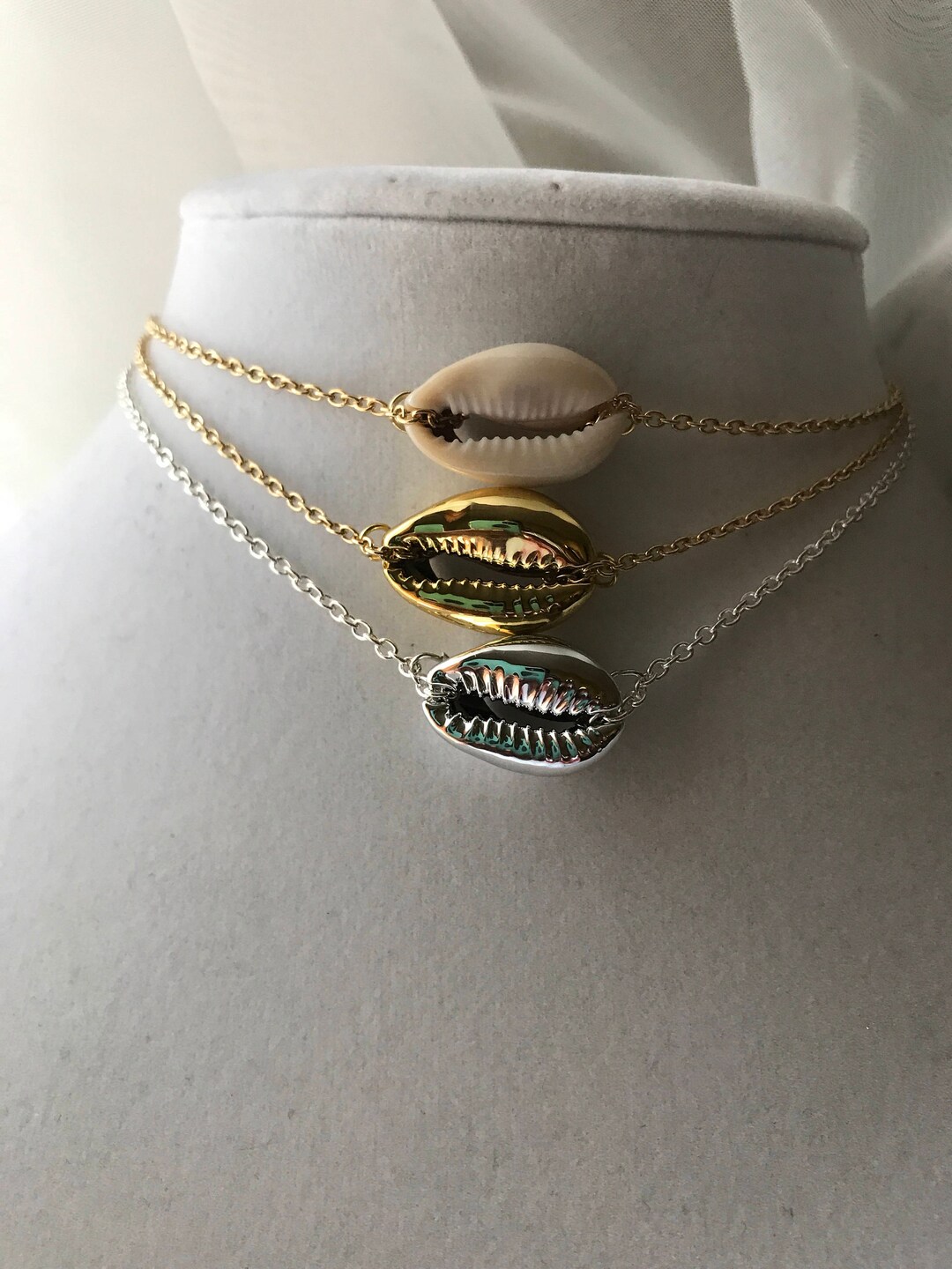 Cowrie Shell Choker Necklace in Natural Gold and Silver - Etsy