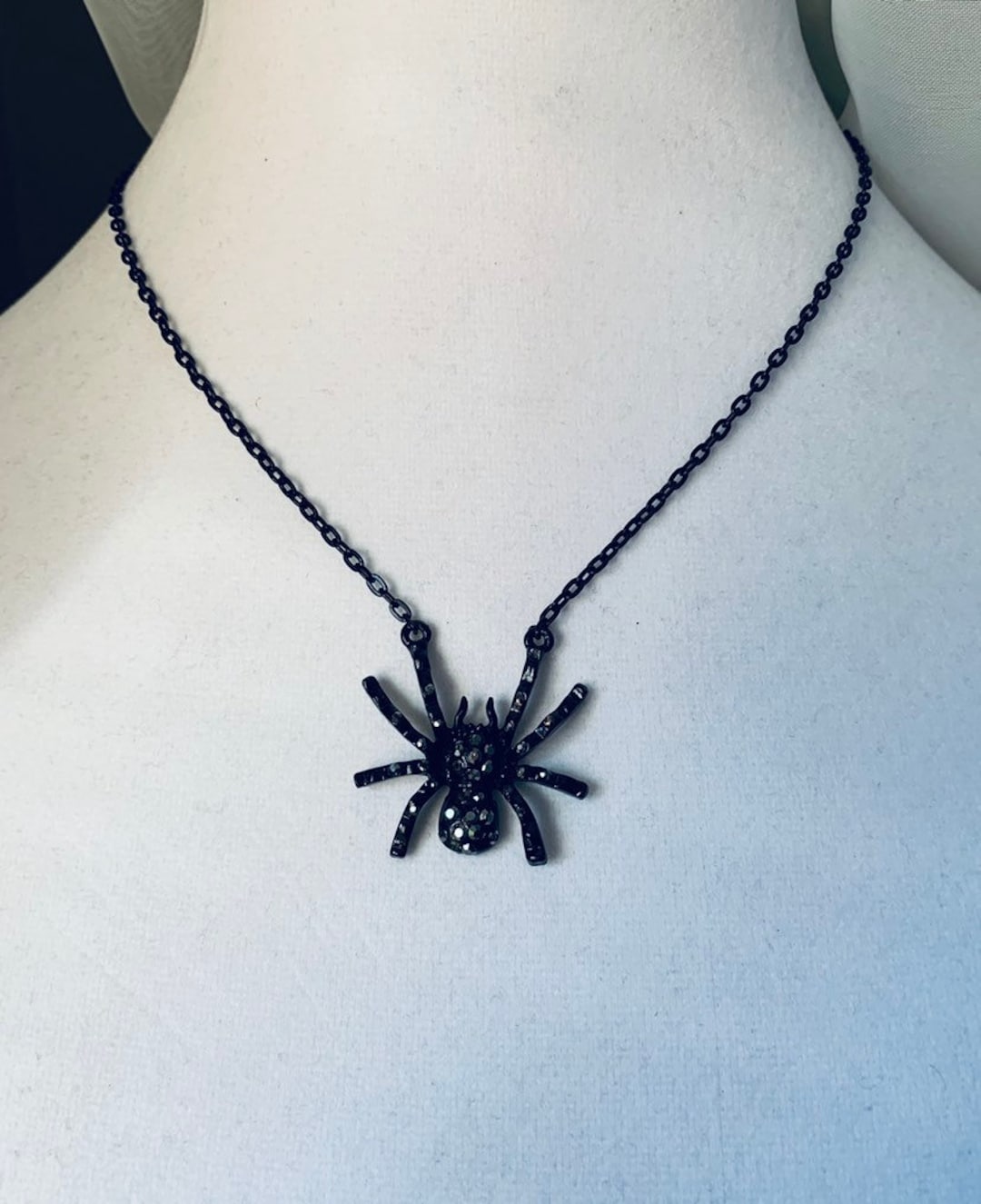 Black Embellished Spider Choker/necklace Spider Charm Choker - Etsy