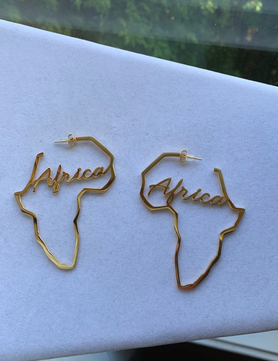 Buy Beautiful Gold Africa Shaped Earrings With Africa Script, Gold ...