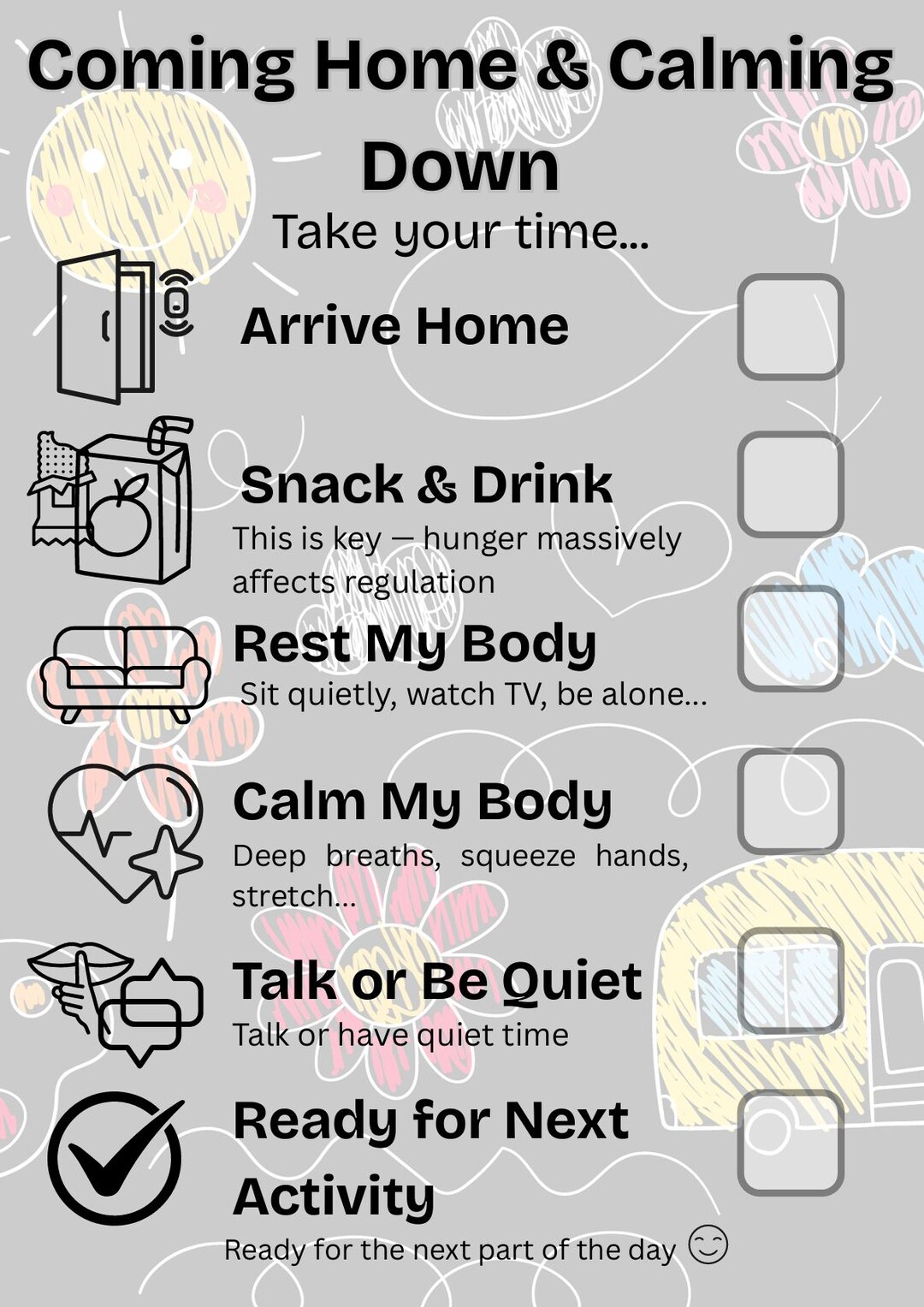 After School Routine Chart | Calm Down Visual - Digital Download and ...