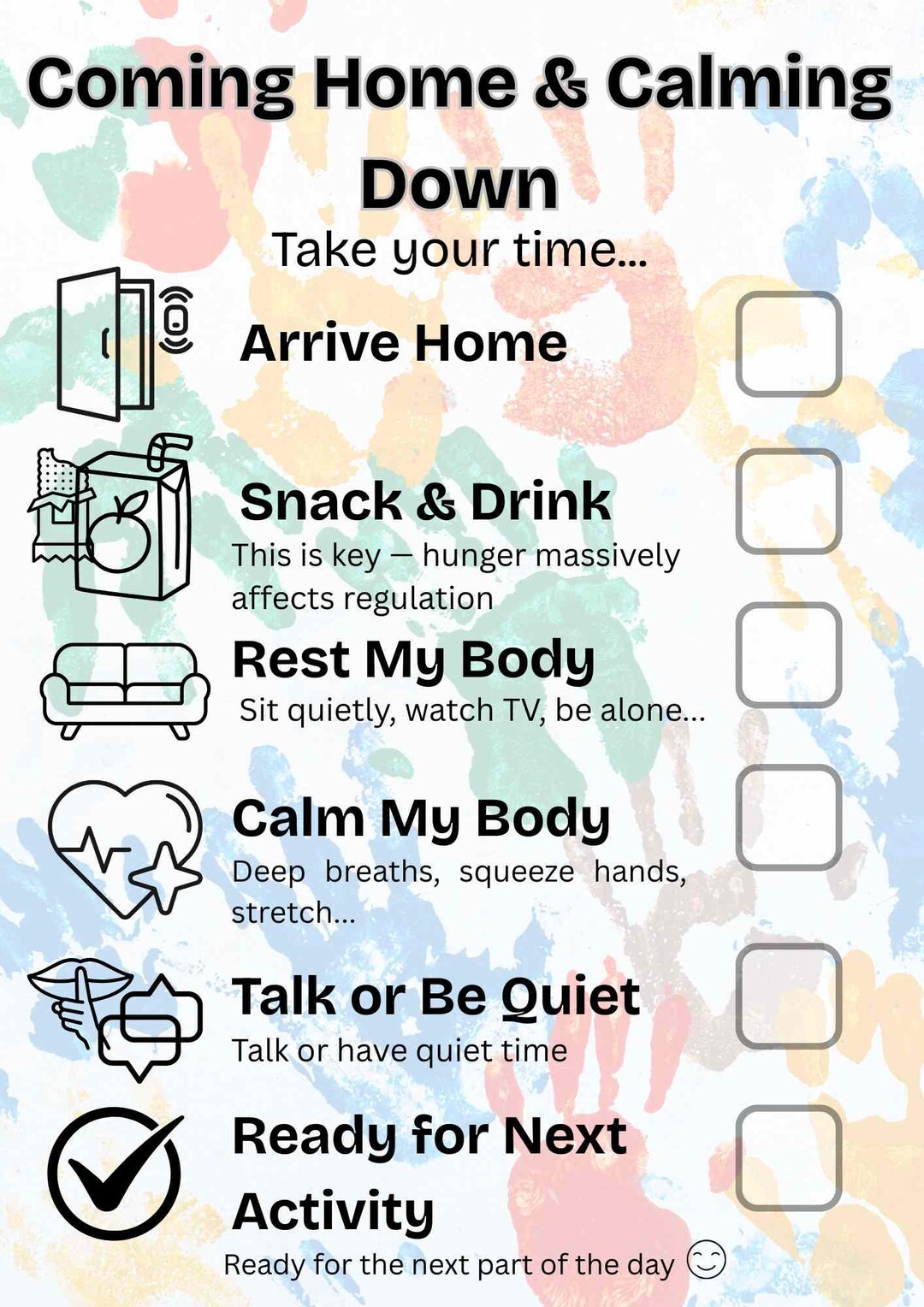 After School Routine Chart | Calm Down Visual - Digital Download and ...