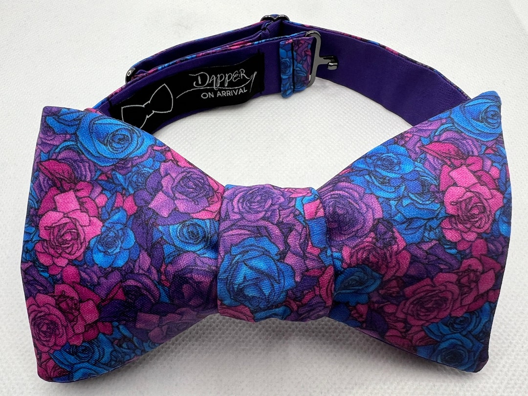 Bi Roses Bow Tie, Pride, Self Tie, Pre Tied, Bowtie, Necktie, LGBTQIA+ ...