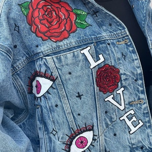 Love Hand Painted Jean Jacket - Etsy