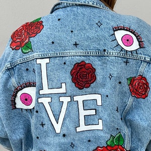 Love Hand Painted Jean Jacket - Etsy