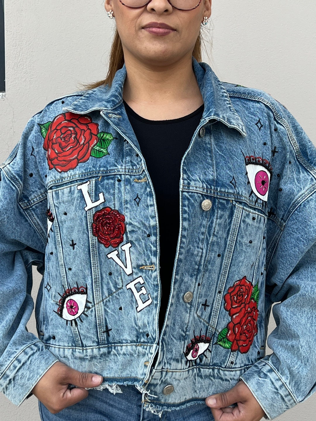 Love Hand Painted Jean Jacket - Etsy