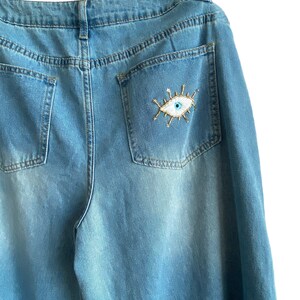Evil Eye Embroidered Jeans - Etsy