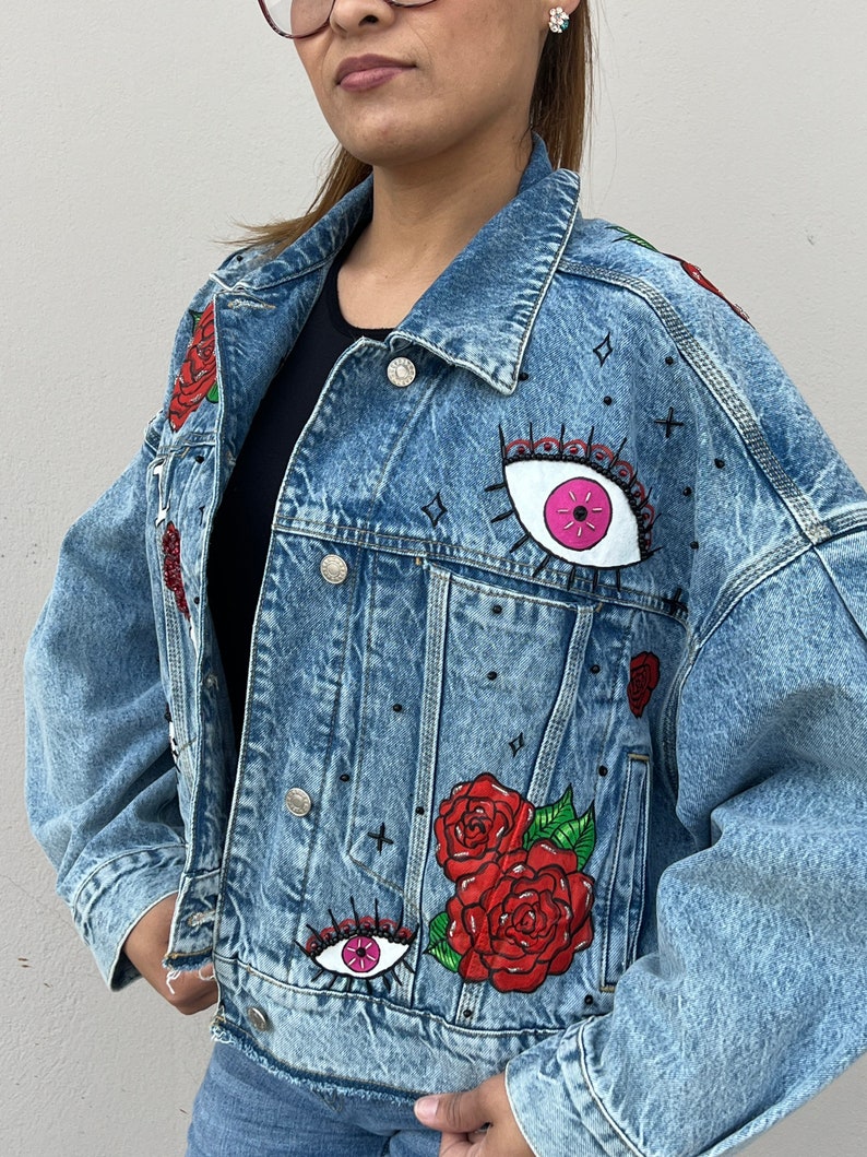 Love Hand Painted Jean Jacket - Etsy