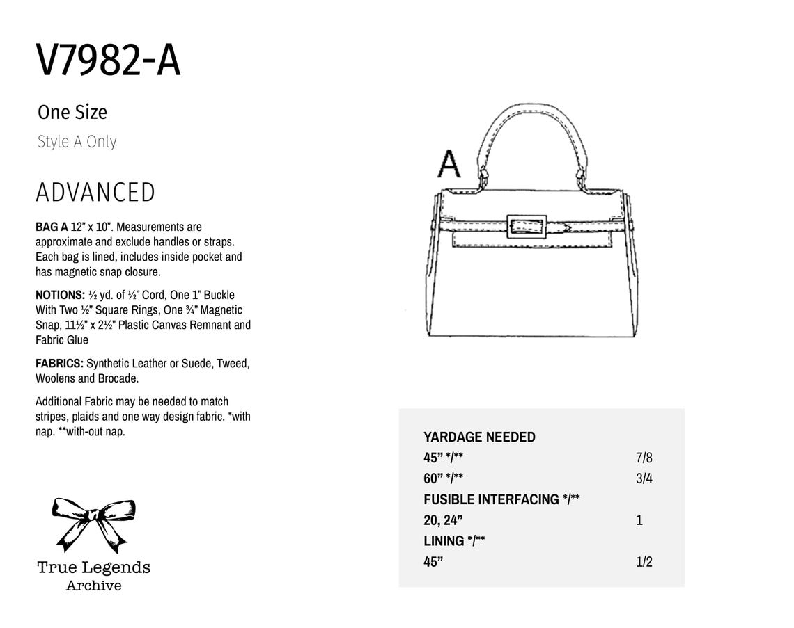 Vogue V7982 A Buckle Purse Digital Sewing Pattern PDF - Etsy