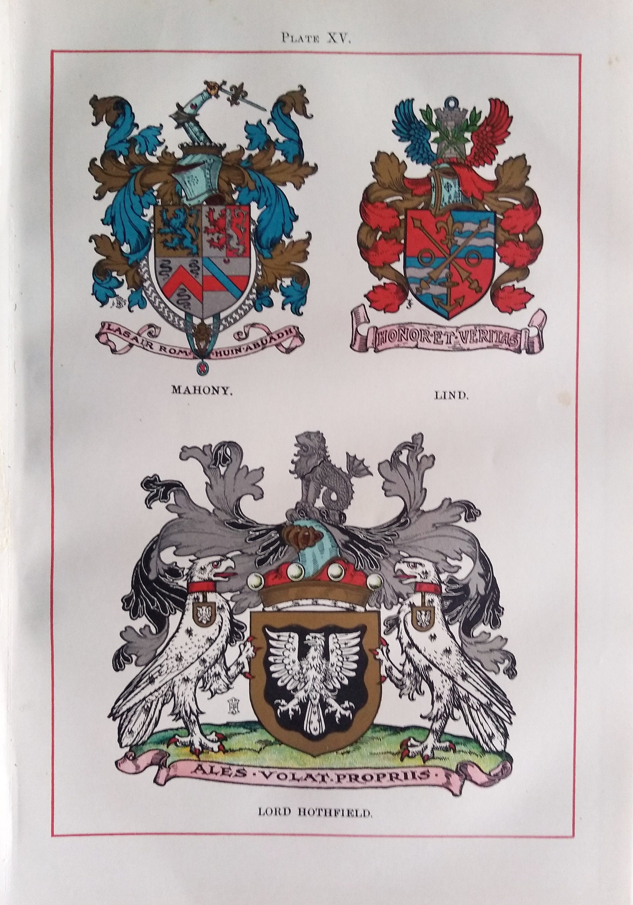 Antique Coat of Arms for Mahony Lind and Lord Hothfield - Etsy