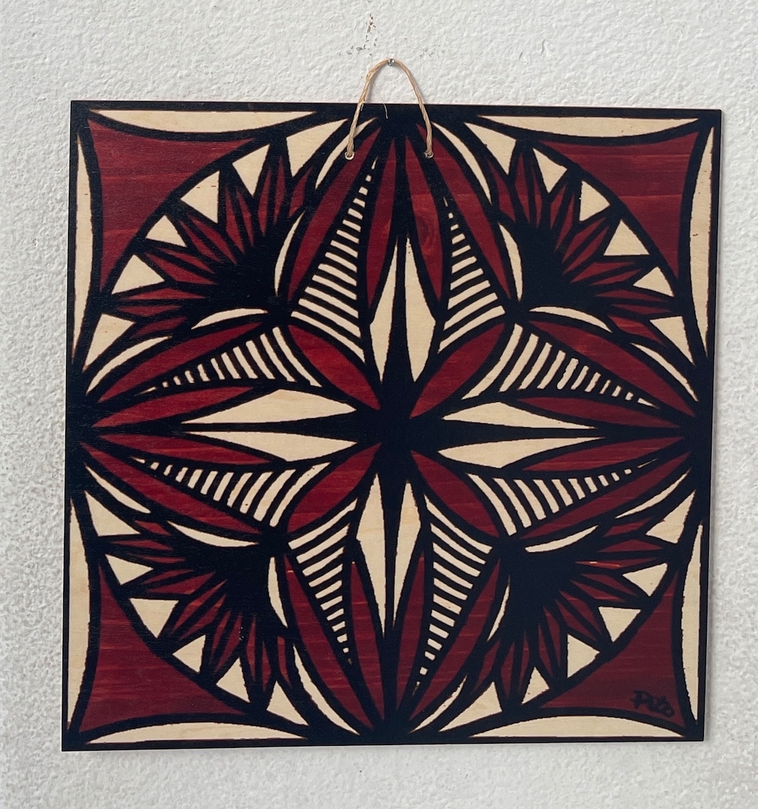 Samoan Siapo Tapa Print on Wood - Polynesian Tapa - Etsy