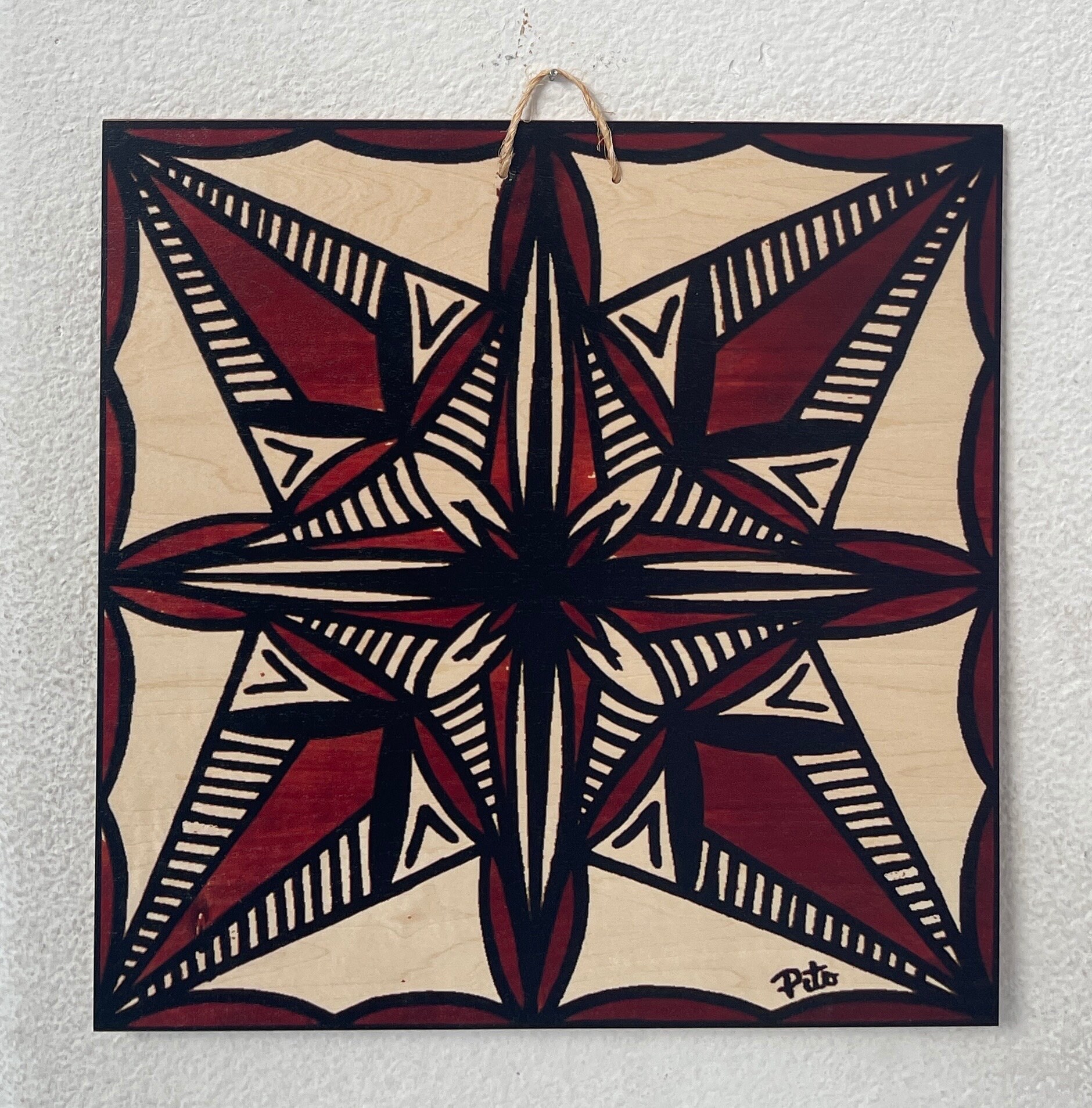 Samoan Siapo Tapa Wood Print - Polynesian Tapa Art - Etsy