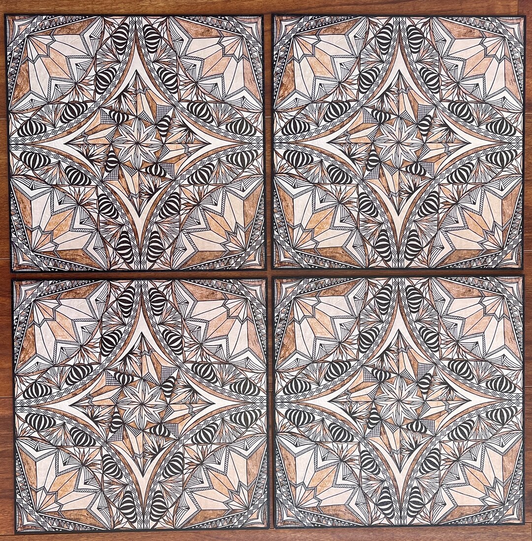 Samoan Siapo Prints on Wood Set of Four - Polynesian Tapa - Etsy