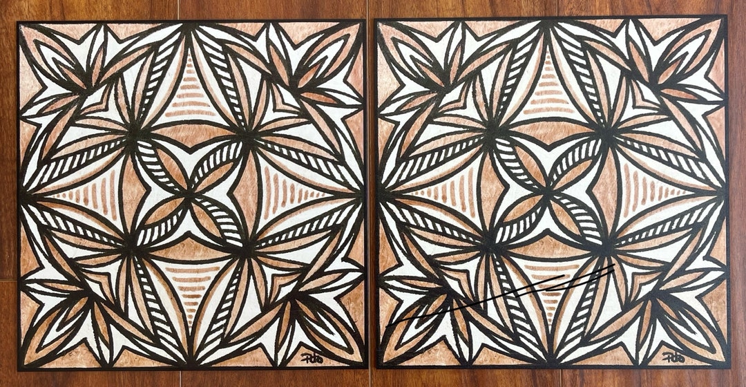 Samoan Siapo Prints on Wood Set of Two - Polynesian Tapa - Etsy