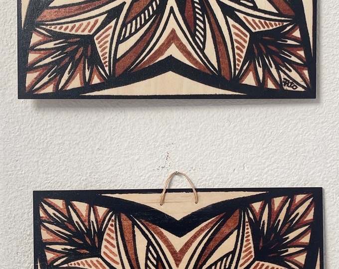 Samoan Siapo Prints on Wood Set of Two - Polynesian Tapa - Etsy