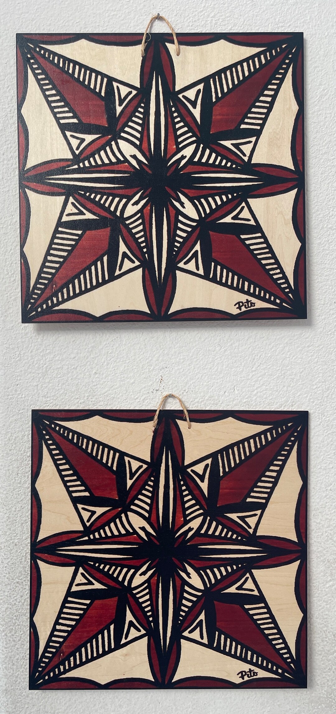 Samoan Siapo Prints on Wood Set of Two Polynesian Tapa - Etsy