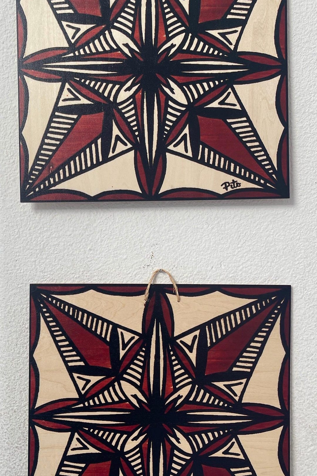 Samoan Siapo Prints on Wood Set of Two - Polynesian Tapa - Etsy