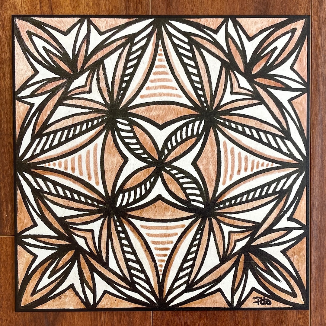 Samoan Tapa Siapo Print on Wood - Polynesian Tapa - Etsy