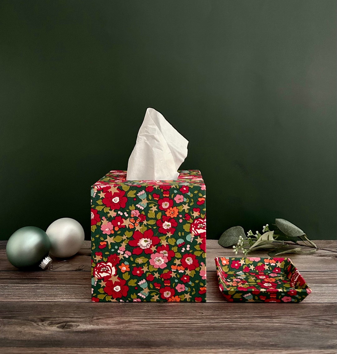Holiday Handmade Tissue Box Cover + Small Tray Set With Liberty of ...