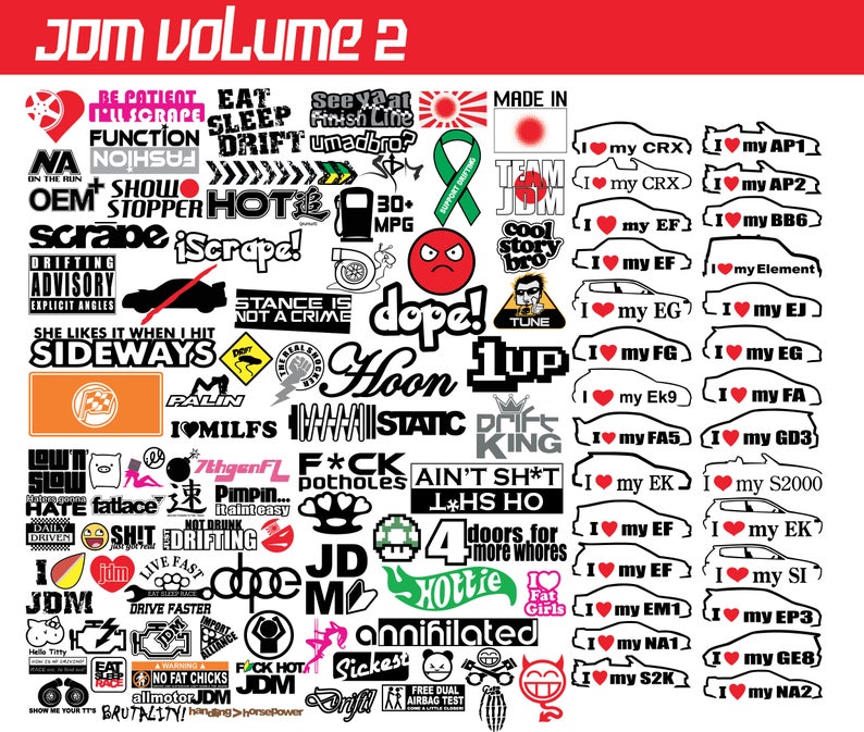 Bundle Jdm Tuning Vector EPS Full Pack From Volume 1 to 10 Sticker ...