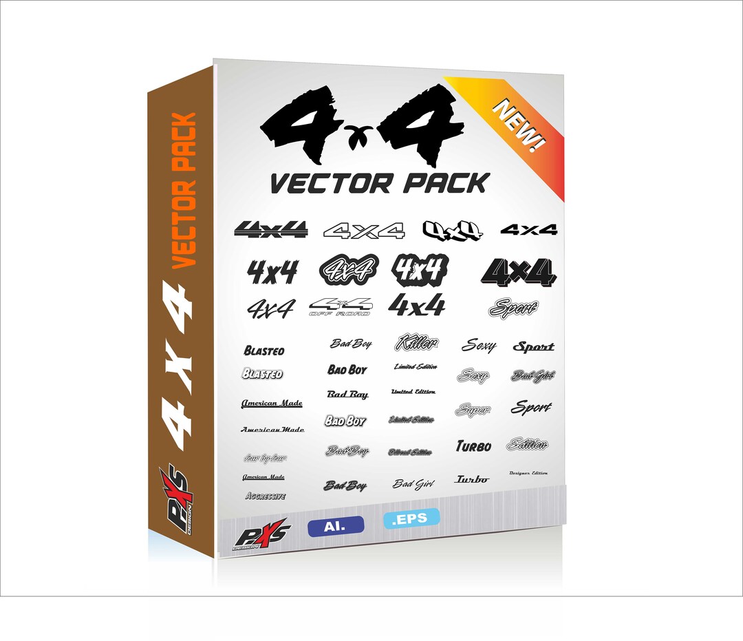 4x4 Vector EPS Pack Graphics Corel Illustrator Decal Plotter Cut off ...