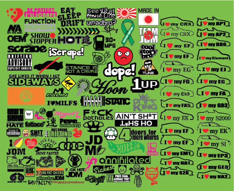 Jdm Auto Moto Tuning Car Sticker Vector Pack EPS Vettoriale VOLUME 2 - Etsy