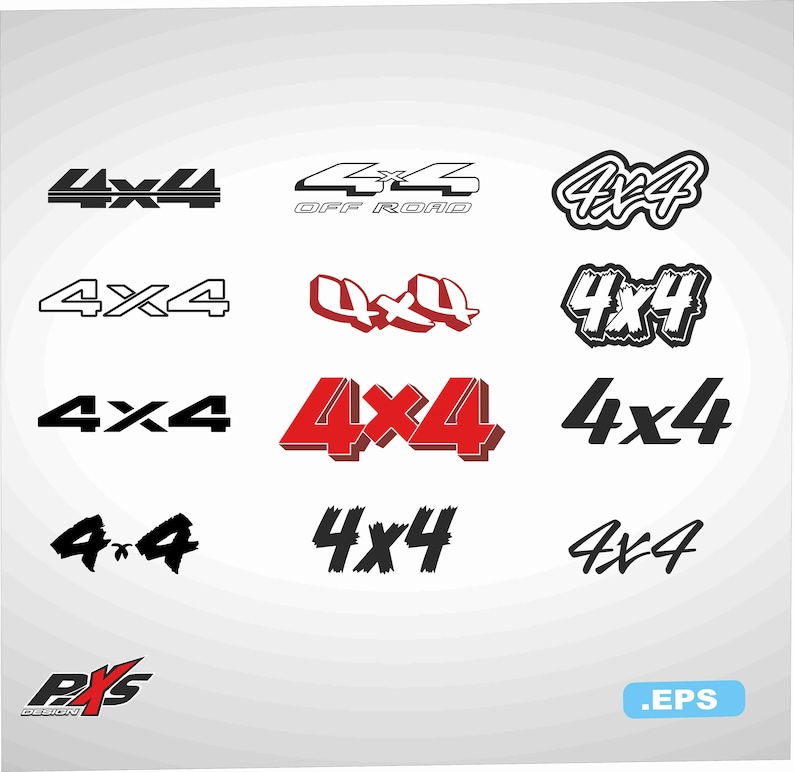 4x4 Vector EPS Pack Graphics Corel Illustrator Decal Plotter Cut off ...