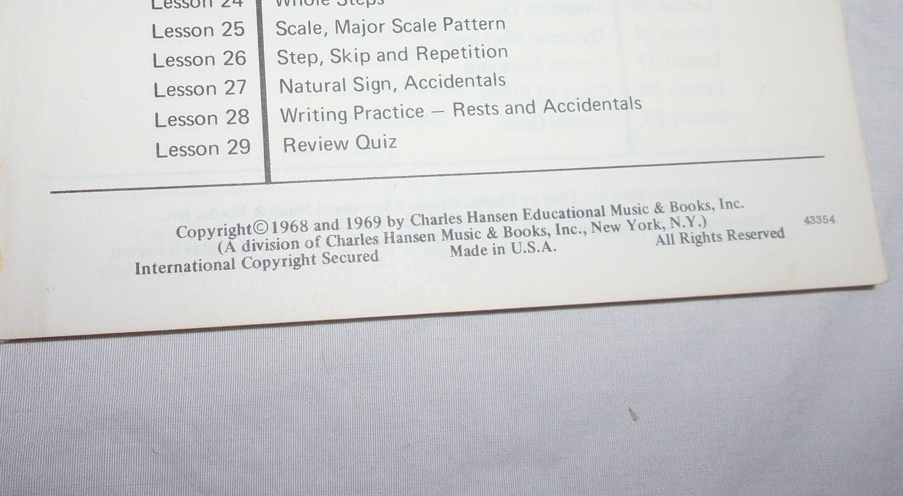 1969 JOHN BRIMHALL'S 3 in 1 Pocket Theory Notebook Soft Cover Piano ...