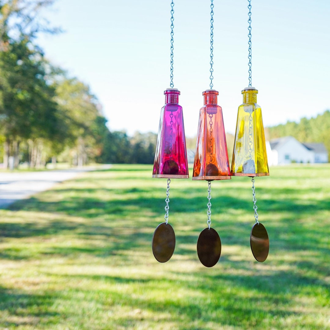 Set of Pyramid Bottle Wind Chimes - Gifts for Mom - Outdoor Decor ...