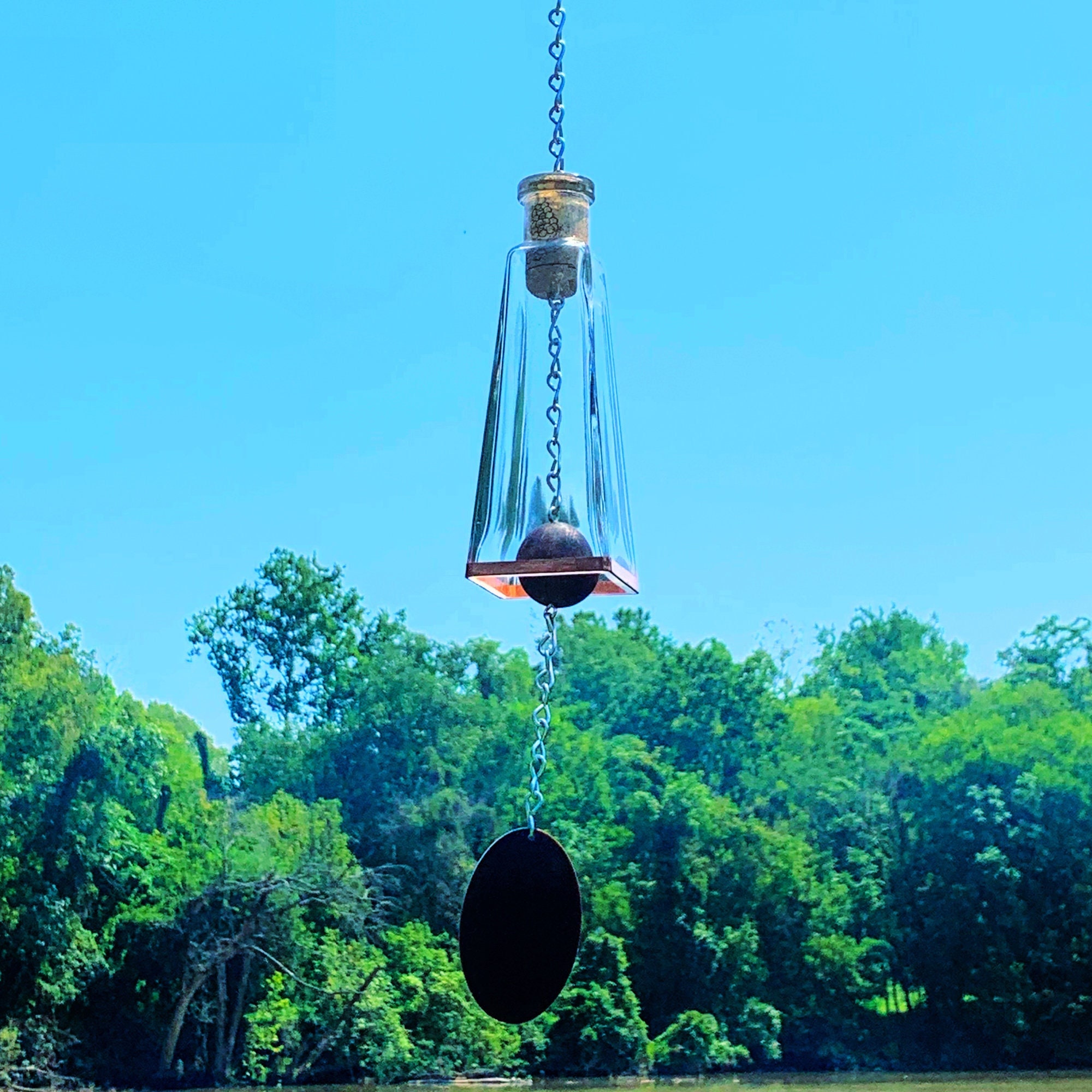 Glass Wind Chime Made From Pyramid Shaped Clear Glass Bottle - Etsy