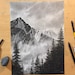 Trees in the Mist Charcoal Drawing Landscape Art Original Artwork - Etsy