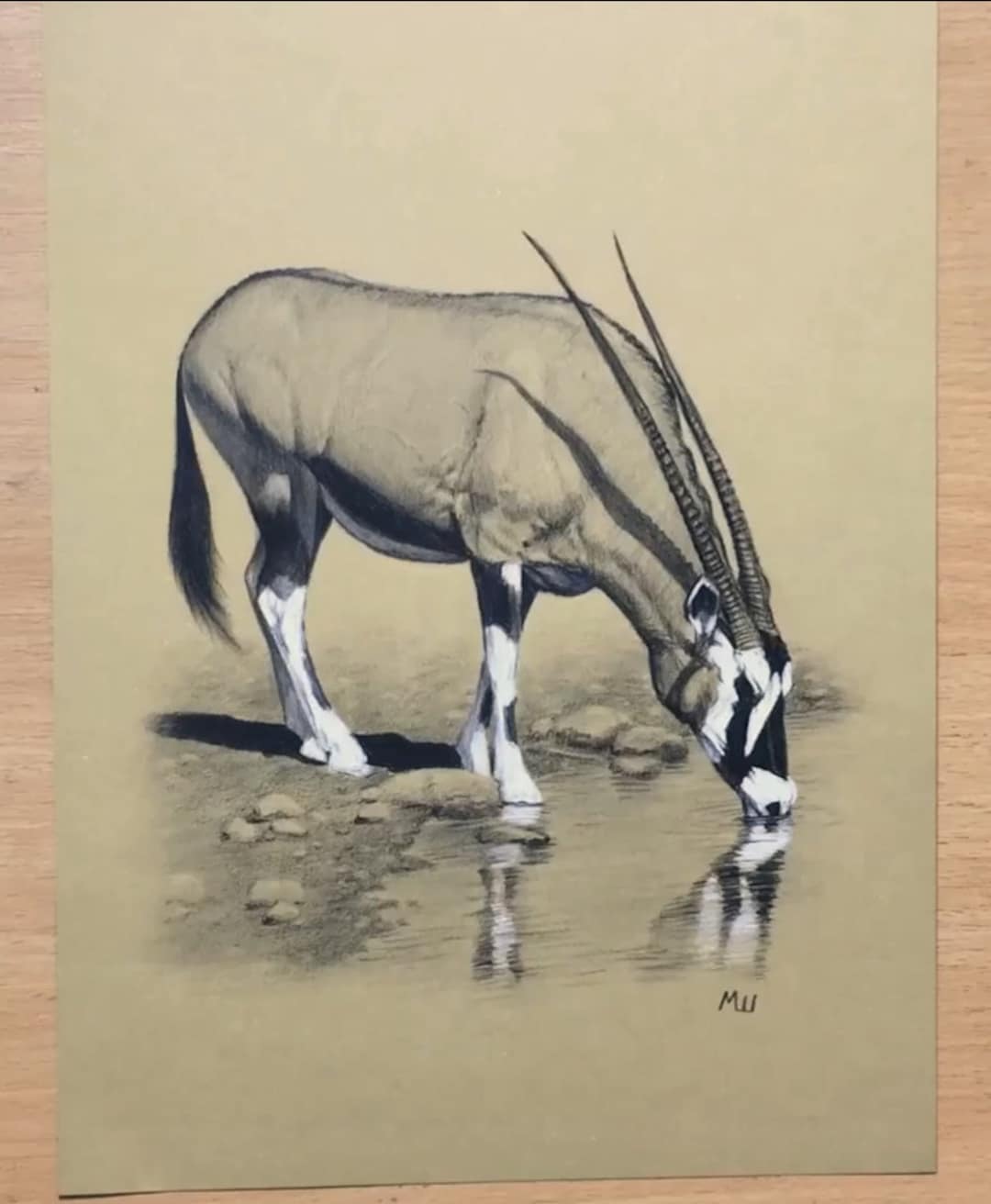 Oryx Antelope Drawing Original Pencil Artwork African Nature - Etsy