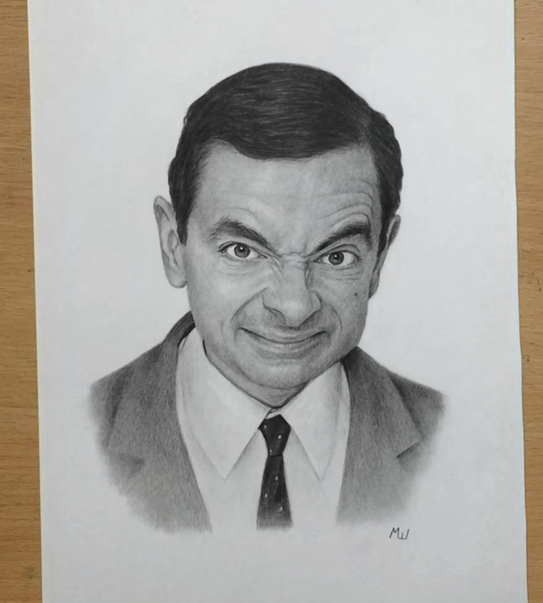 Mr Bean Pencil Portrait Original Artwork - Rowan Atkinson Graphite ...