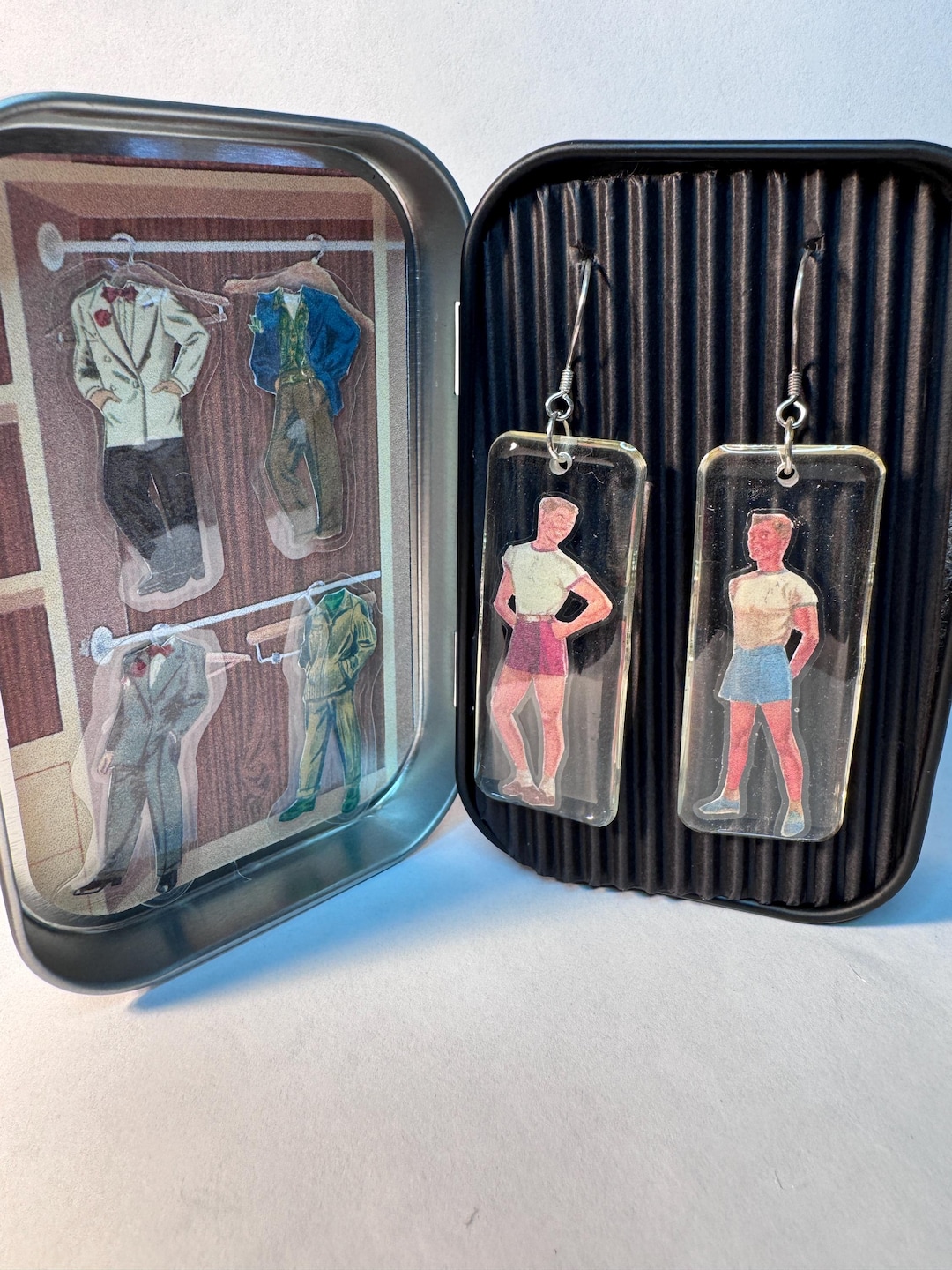 Vintage Paper Doll Resin Earrings, Magnetic: "gary & Dave Collector's ...