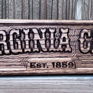 IG103 Virginia City Carved Sign in Solid Oak / Ghost Town History / Old ...