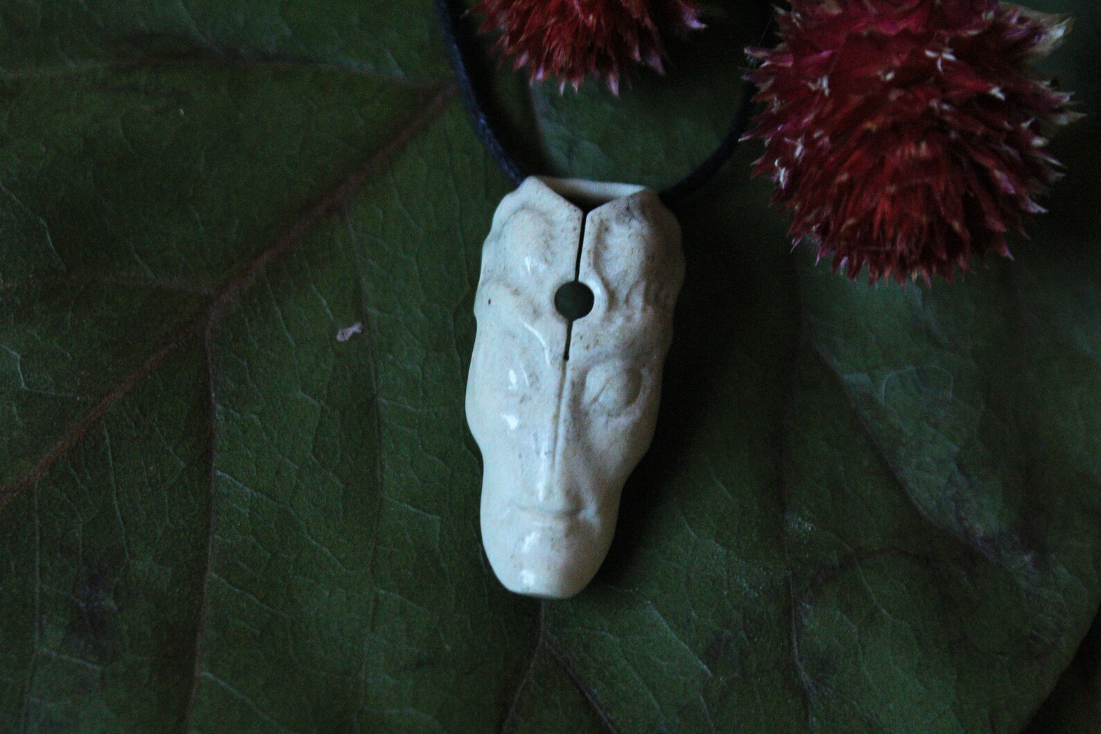 Handcarved Antler Fantasy Alien Face Pendant - Etsy