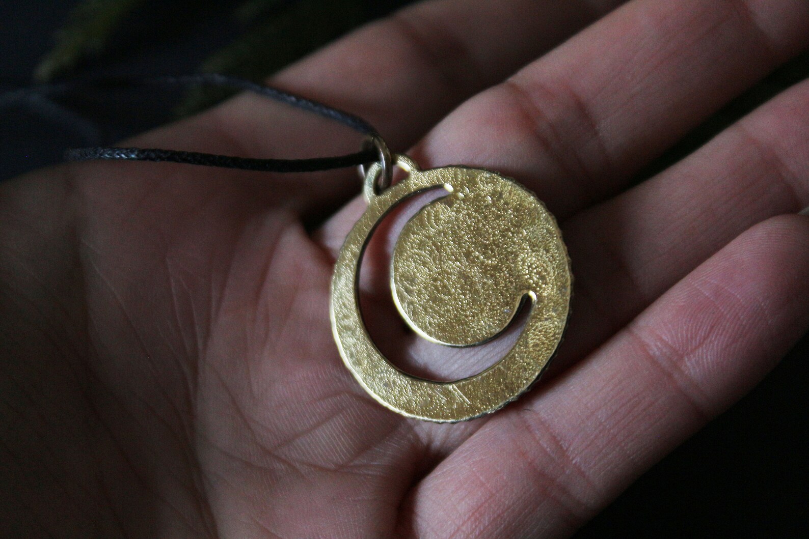 Brass crescent moon pendant | Etsy